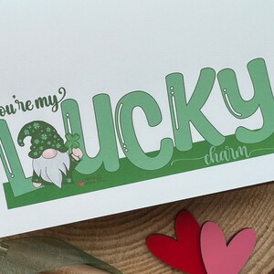 St Patricks Day Gnome Note Card, You're My Lucky Charm, Original Hand ...