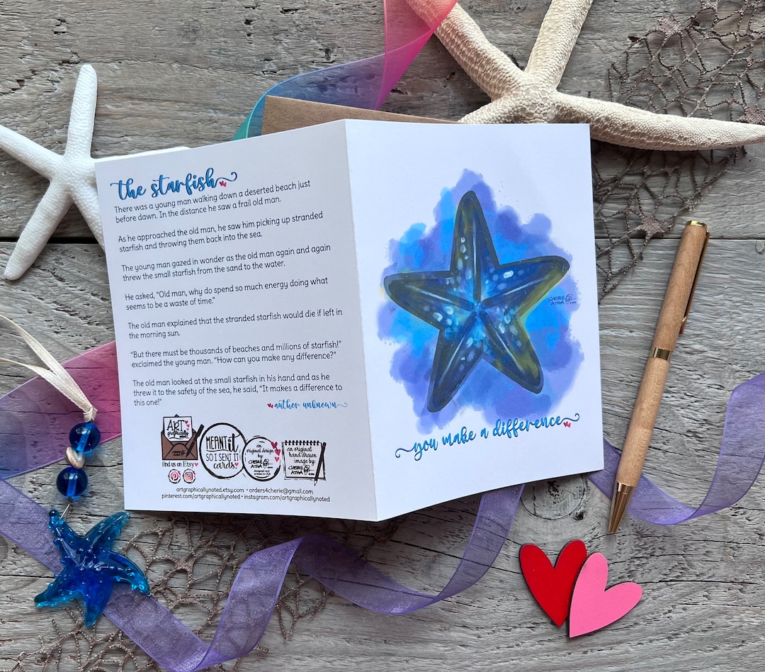 Starfish Card With the Starfish Story About Making a Difference, Ocean ...