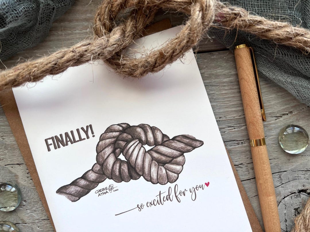 Wedding, Note Card, Newlywed Gift, Bridal Shower Card, Finally Tied the ...