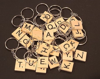 YOU CHOOSE LETTER Wood Scrabble Tile Keychain Key Chain - Etsy