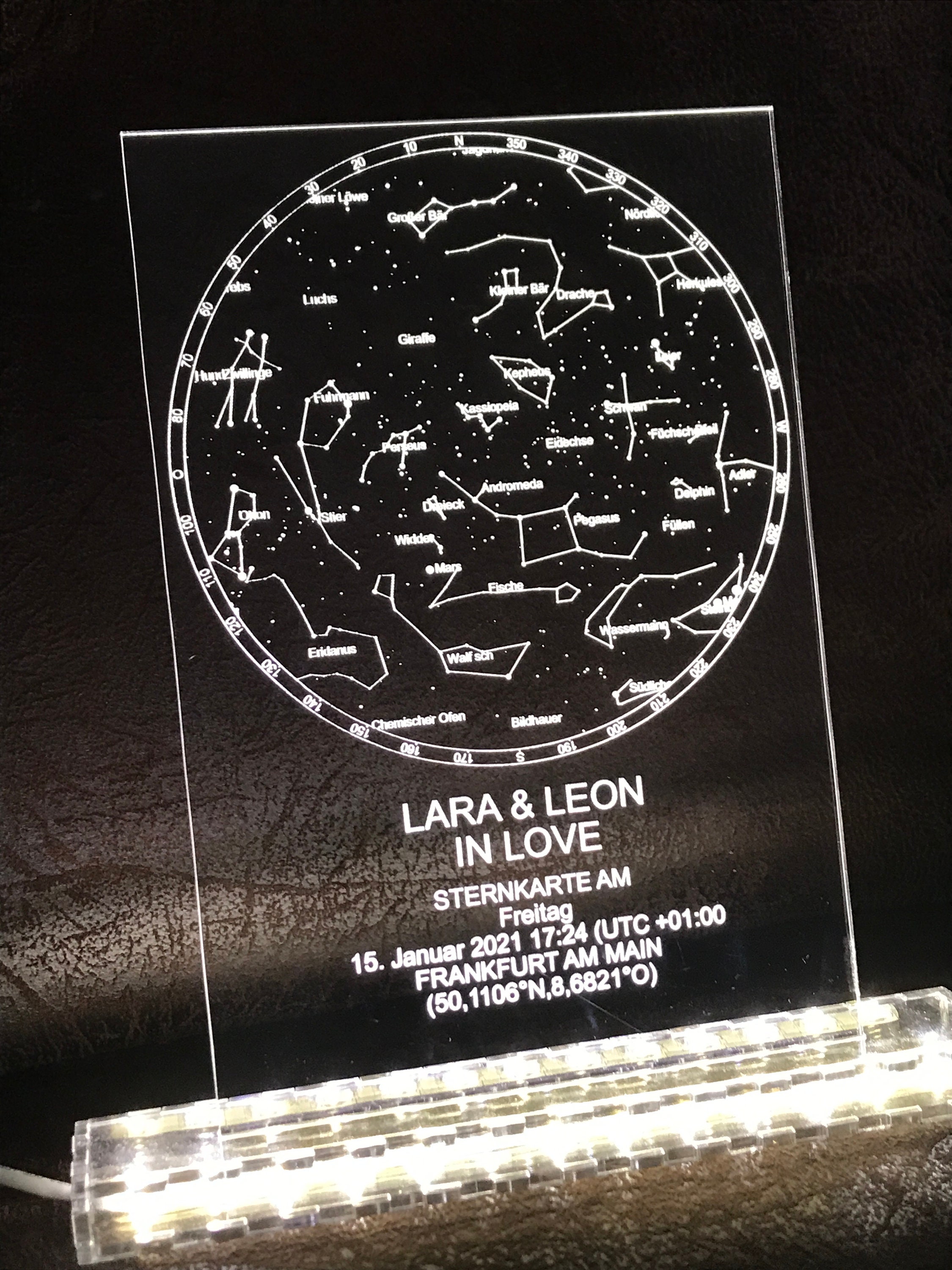 Your Personal Star Map Illuminated on Acrylic Glass - Etsy