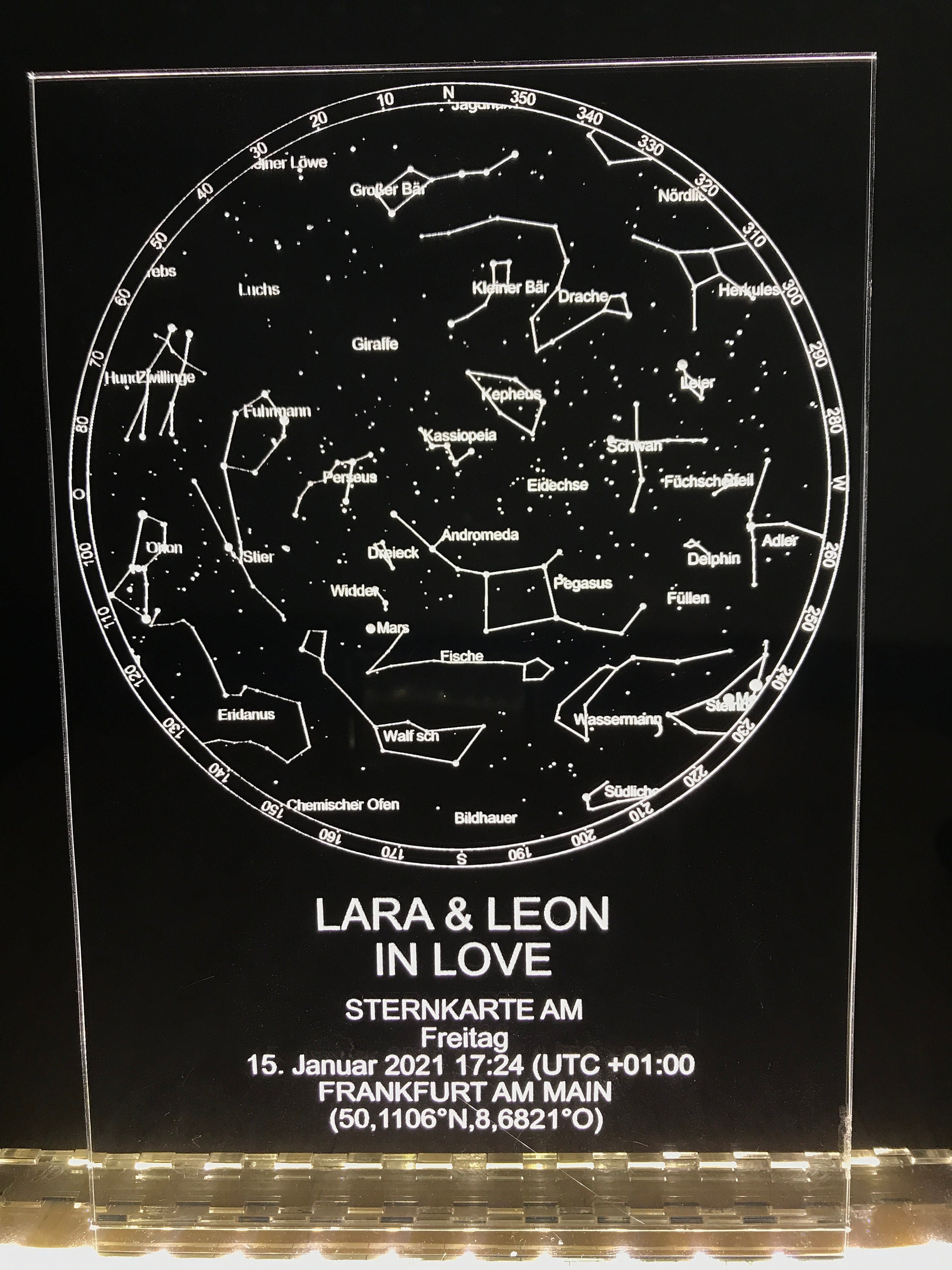 Your Personal Star Map Illuminated on Acrylic Glass - Etsy