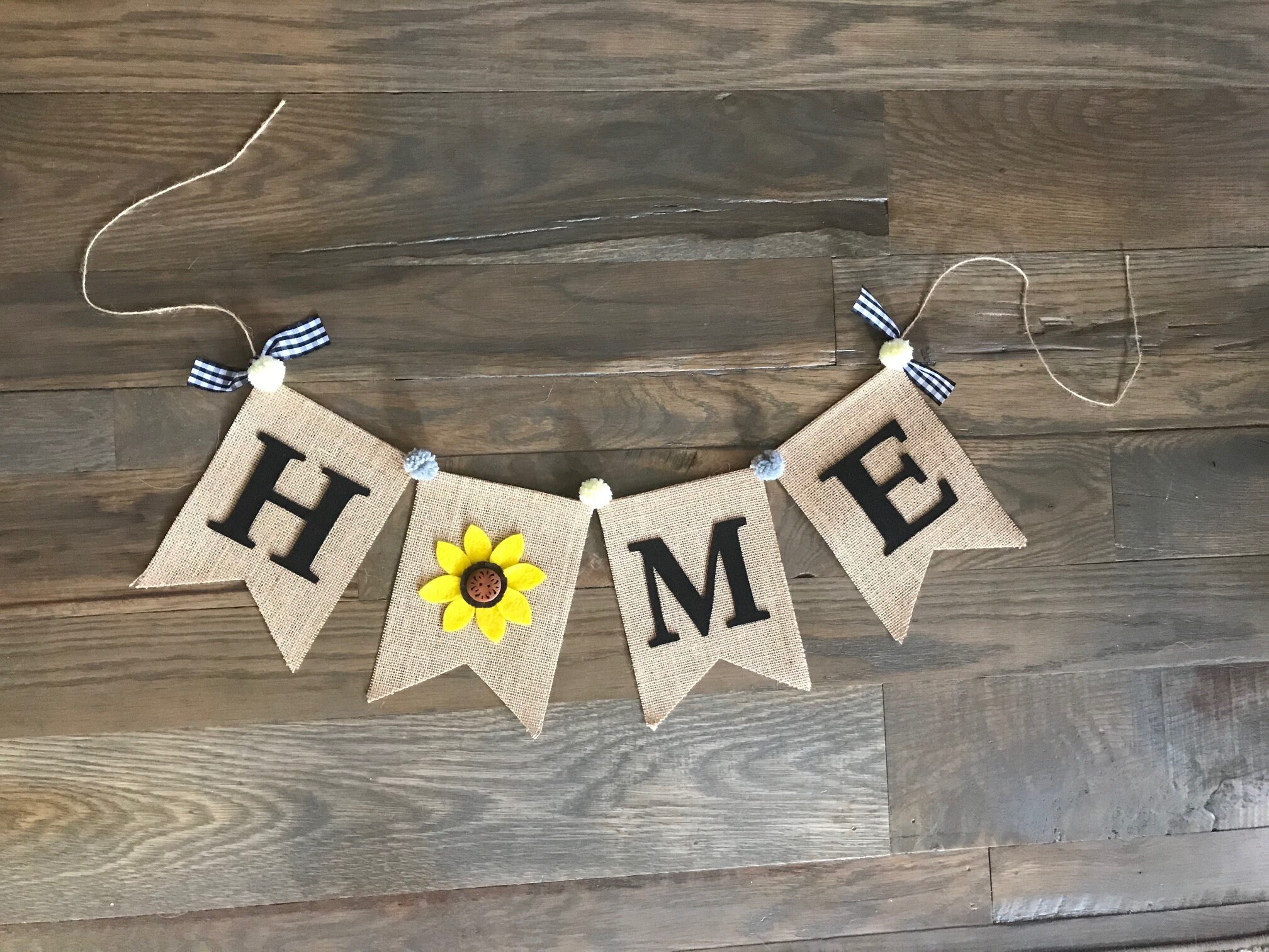 Sunflower Burlap Banner Modern Farmhouse Banner Country - Etsy