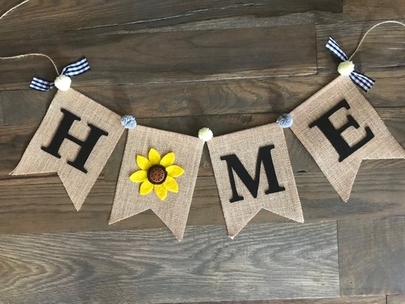 Sunflower Burlap Banner Modern Farmhouse Banner Country - Etsy