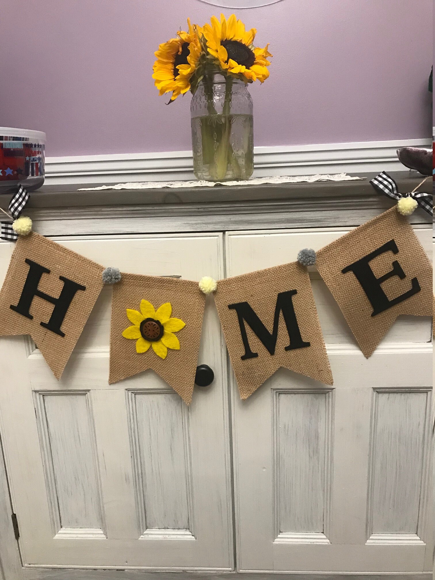 Sunflower Burlap Banner Modern Farmhouse Banner Country - Etsy