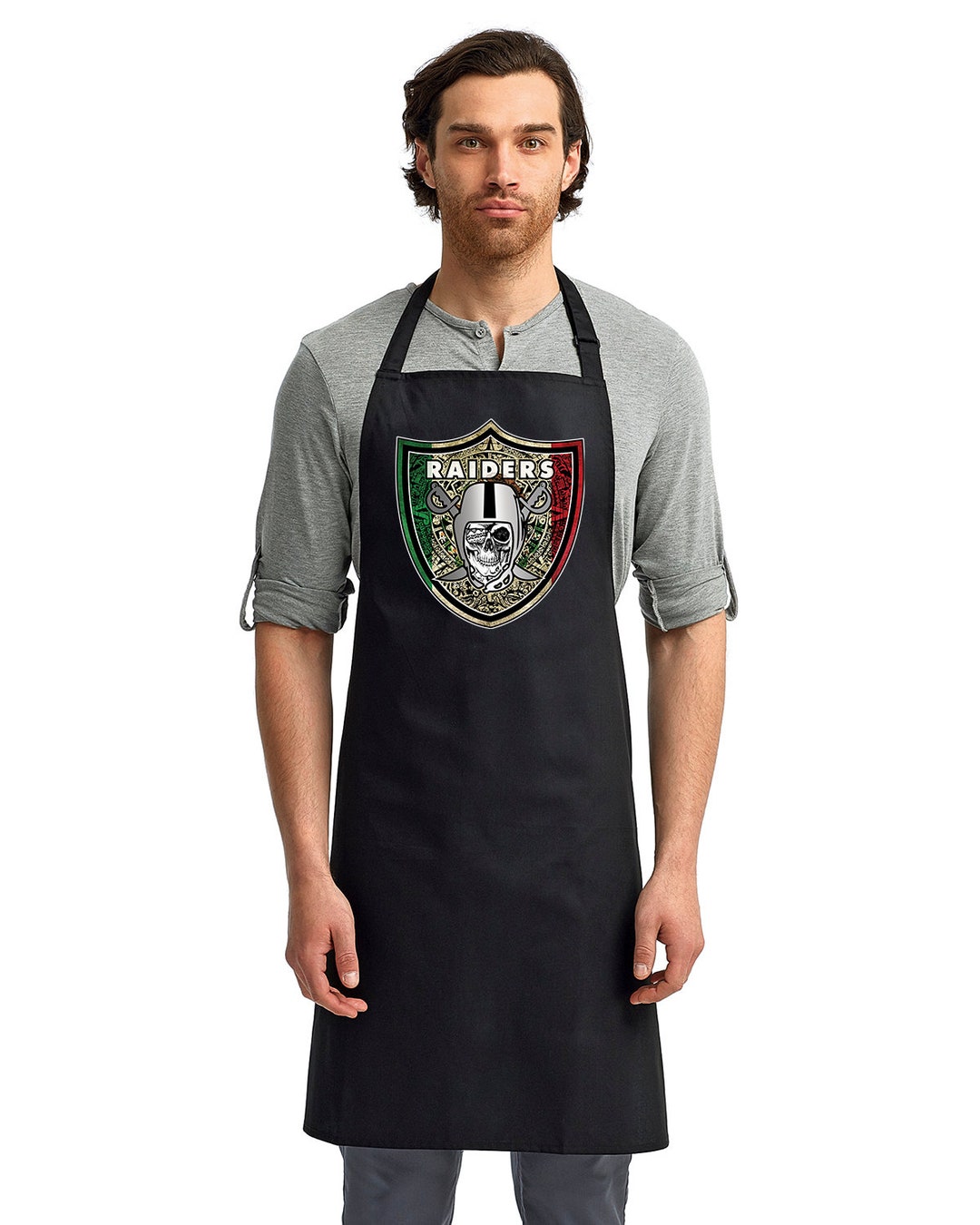 Black Apron, Football Apron, Black & White Mexican Flag - Etsy