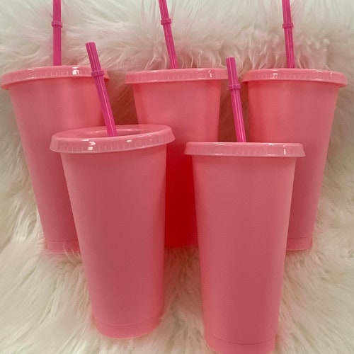 24oz Pink Glitter Cups Cold Cups Blanks Reusable Pink - Etsy