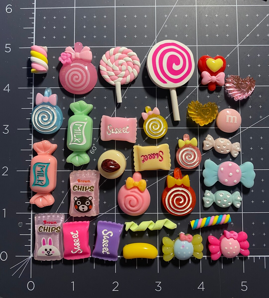 30 Pieces Assorted Kawaii Candy Sweet Charms for Crafts Slime - Etsy