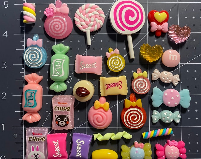 30 Pieces Assorted Kawaii Candy Sweet Charms for Crafts, Slime Beads ...