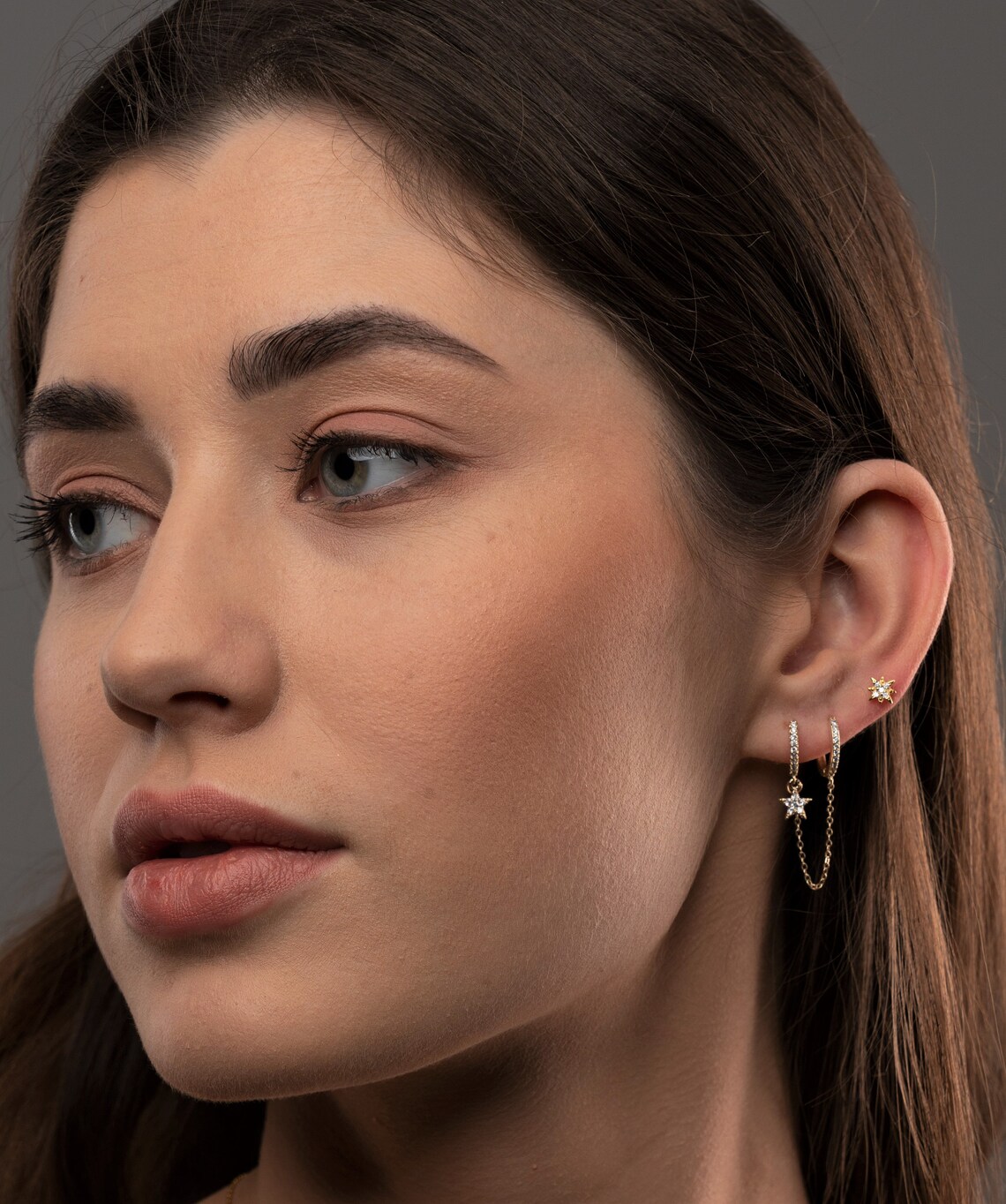 Double Piercing Earring Affordable Drop Chain Earrings - Etsy