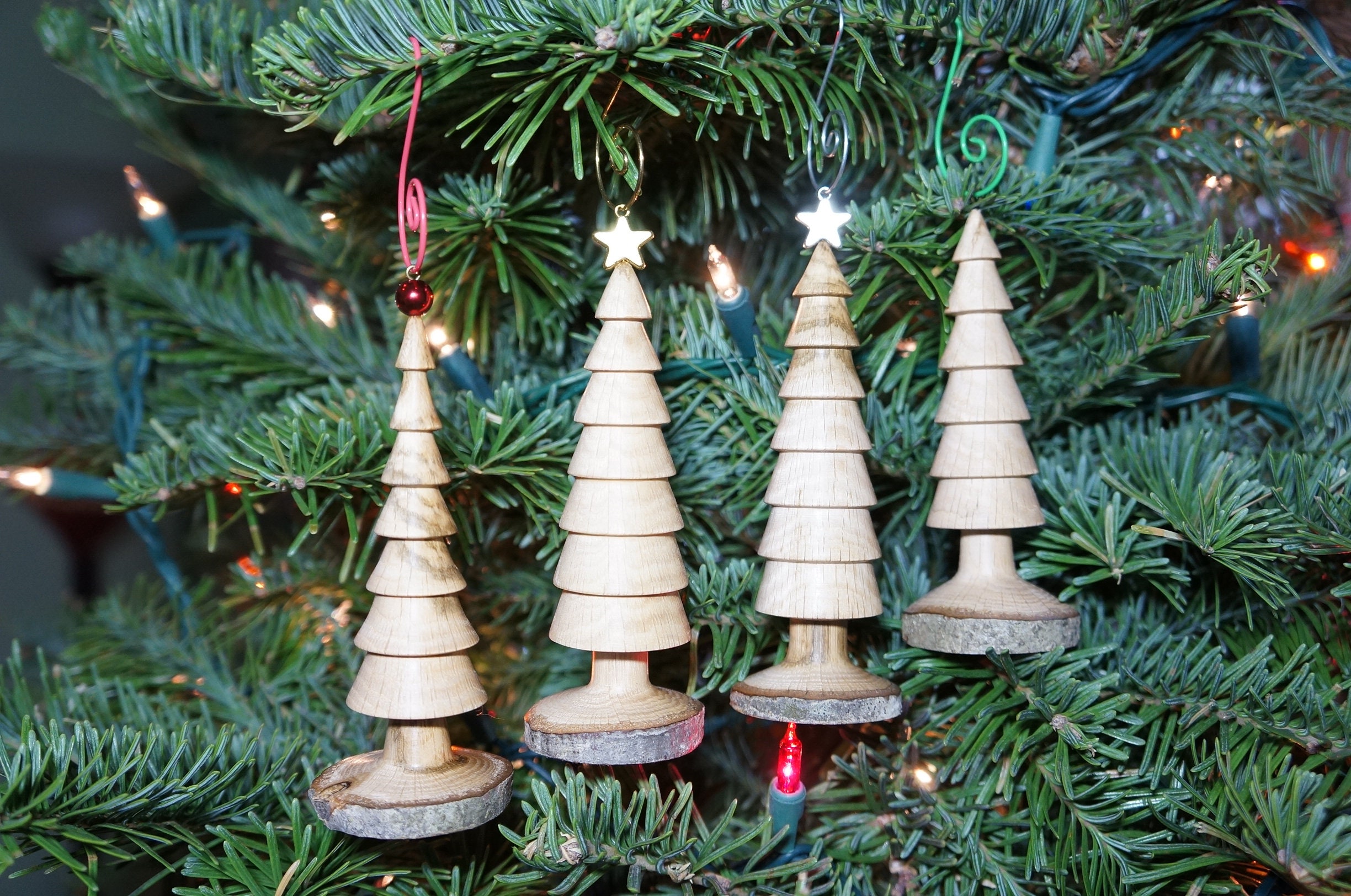 Hand Turned Wood Christmas Tree Rustic Red Oak - Etsy