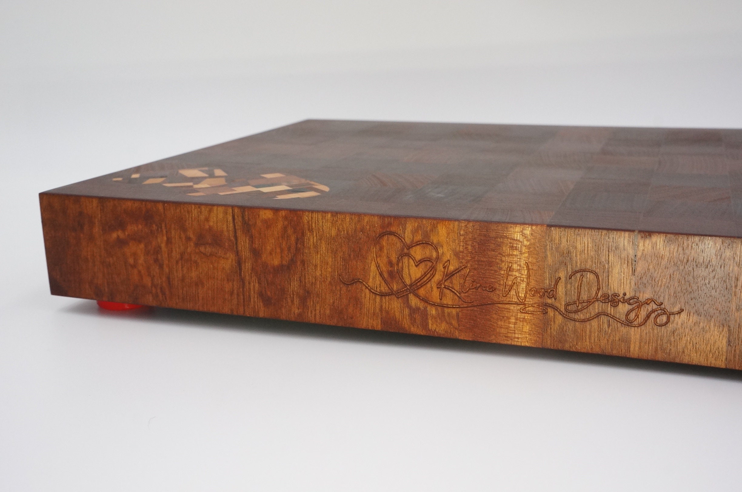 Handmade End Grain Cutting Board Butcher Block Sapele With Double Heart ...