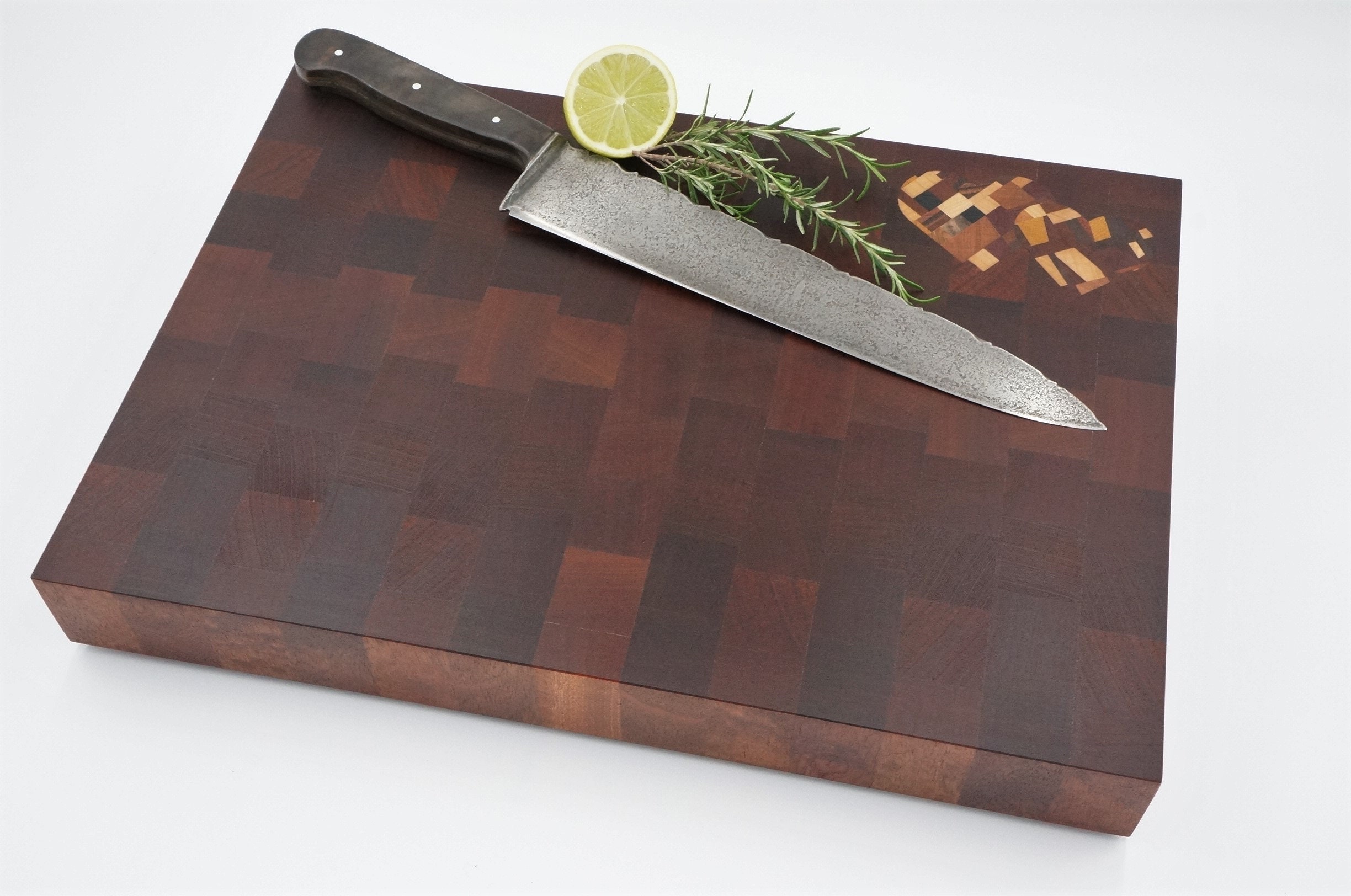 Handmade End Grain Cutting Board Butcher Block Sapele With Double Heart ...