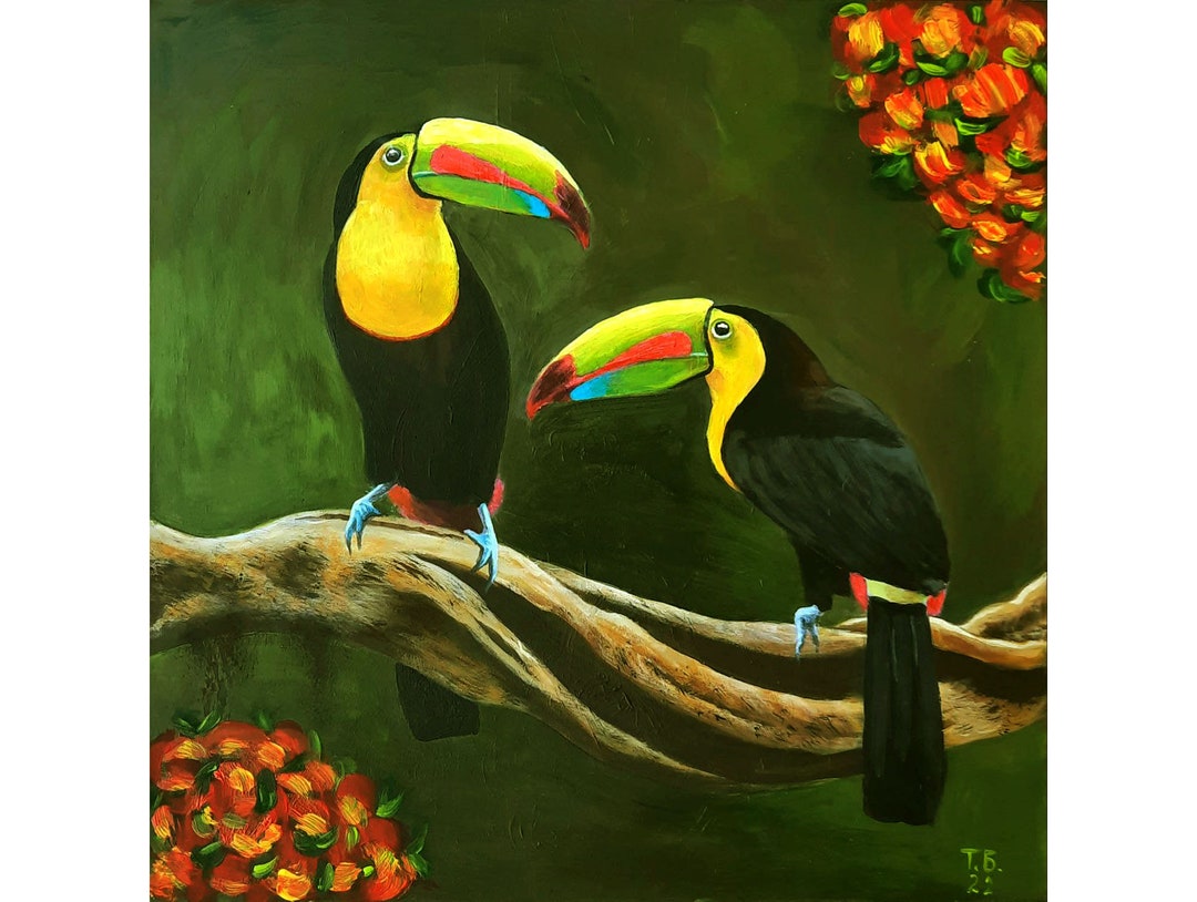 Toucan Painting Original Bird Toucan Painting Bird Artwork 12x12 ...