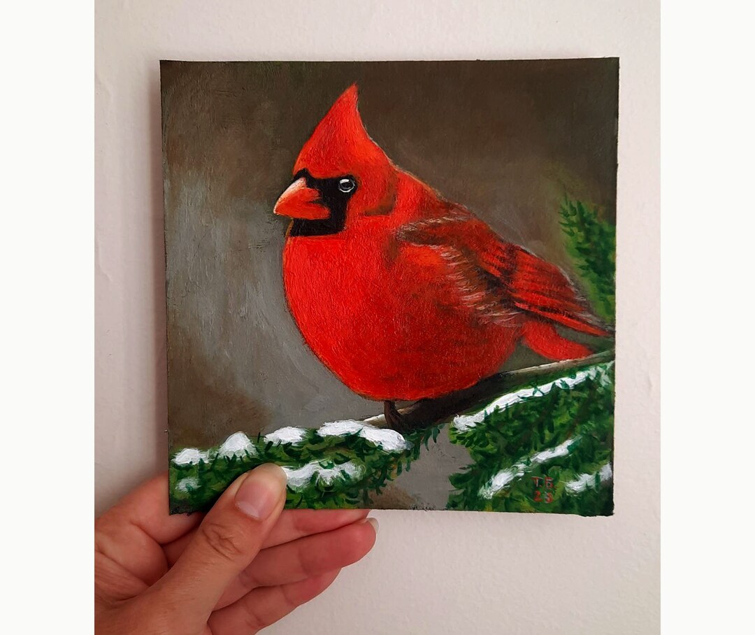 Red Cardinal Painting Red Cardinal Art, Red Cardinal Acrylic Painting ...