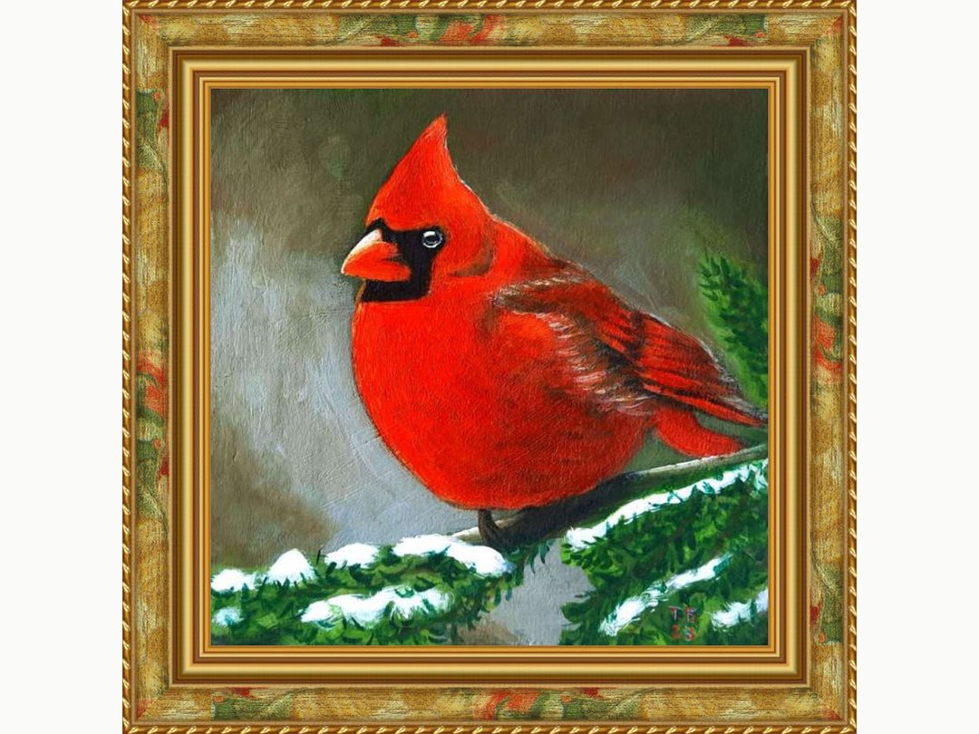 Red Cardinal Painting Red Cardinal Art, Red Cardinal Acrylic Painting ...