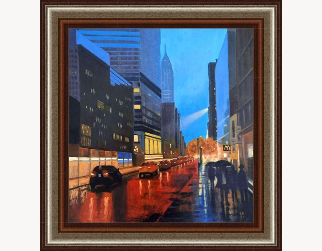 New York Original Painting Cityscape Manhattan Painting New York Cars ...