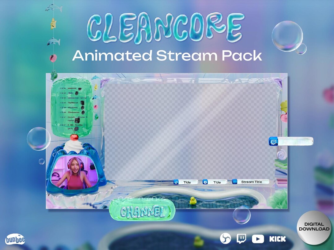 Animated Twitch Overlay Pack - 3D Cleancore Cute Soaps Theme - Panels ...