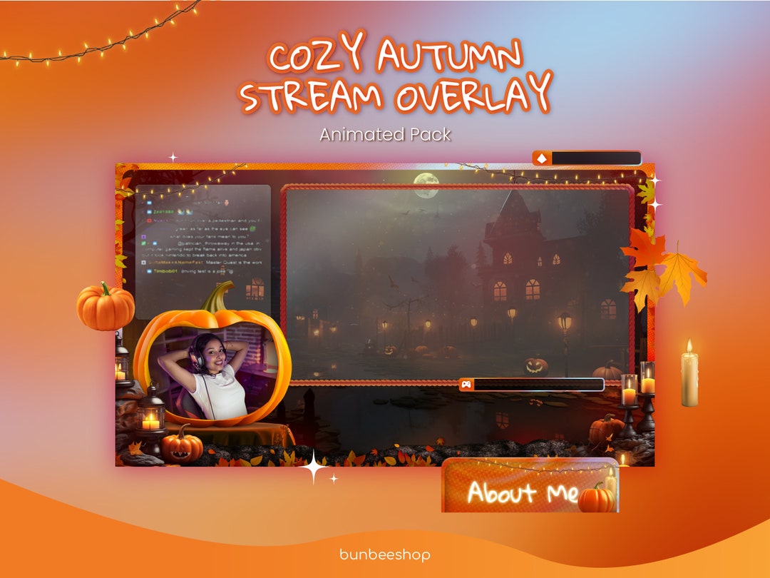 Autumn Pumpkin Twitch Overlay Stream Package - Cozy Halloween Fall ...