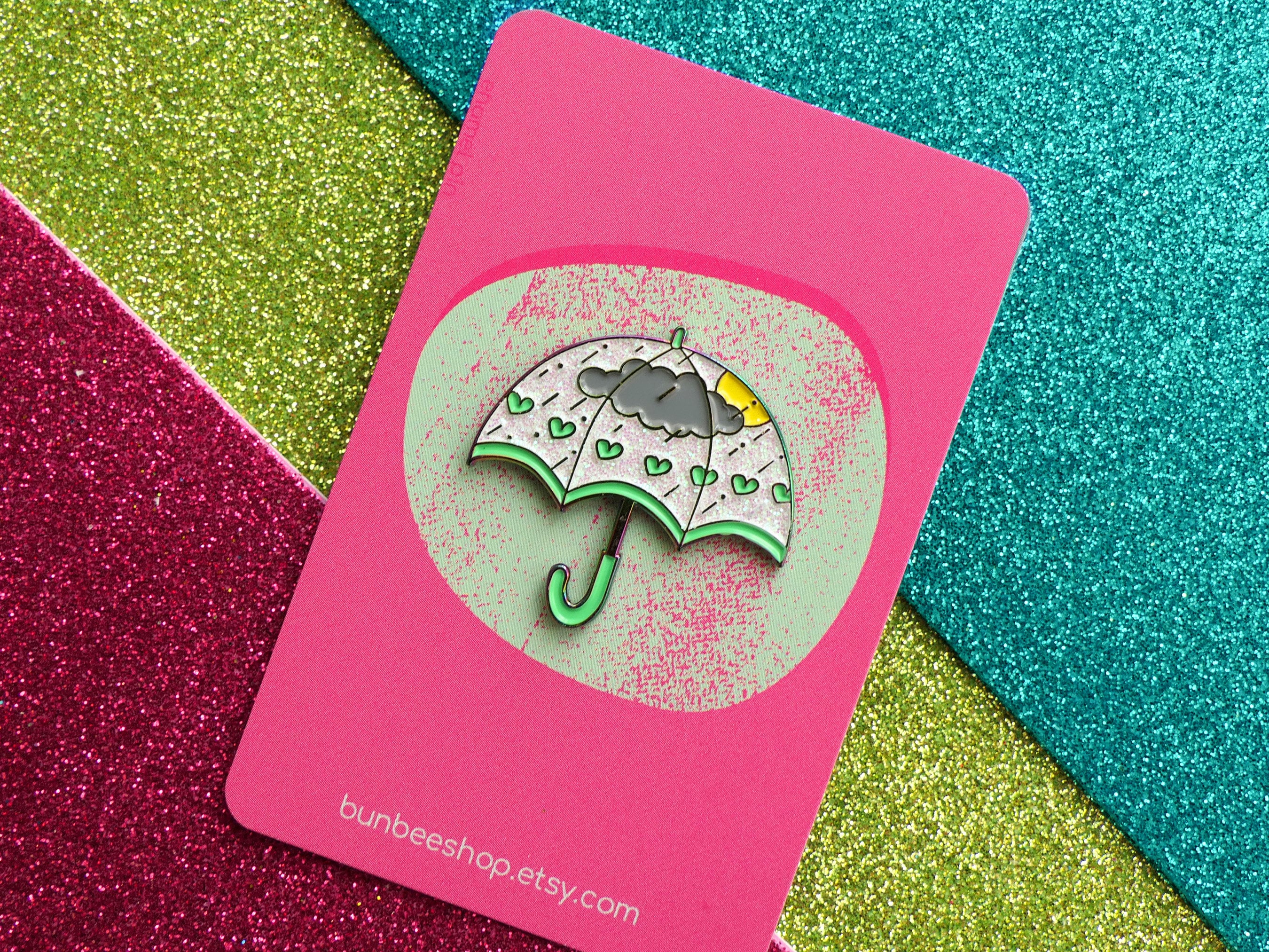 Clear Glitter Umbrella Enamel Pin for Rain Lovers - Etsy