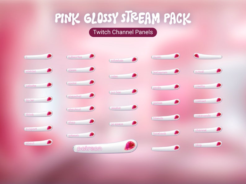 Animated Twitch Stream Package Pink Glossy - Clean Minimalist Frutiger ...