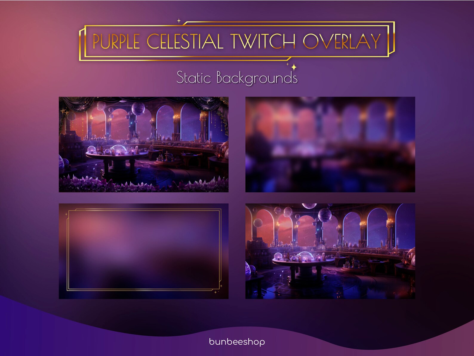 Purple Celestial Animated Twitch Overlay Stream Package Magical Stars ...