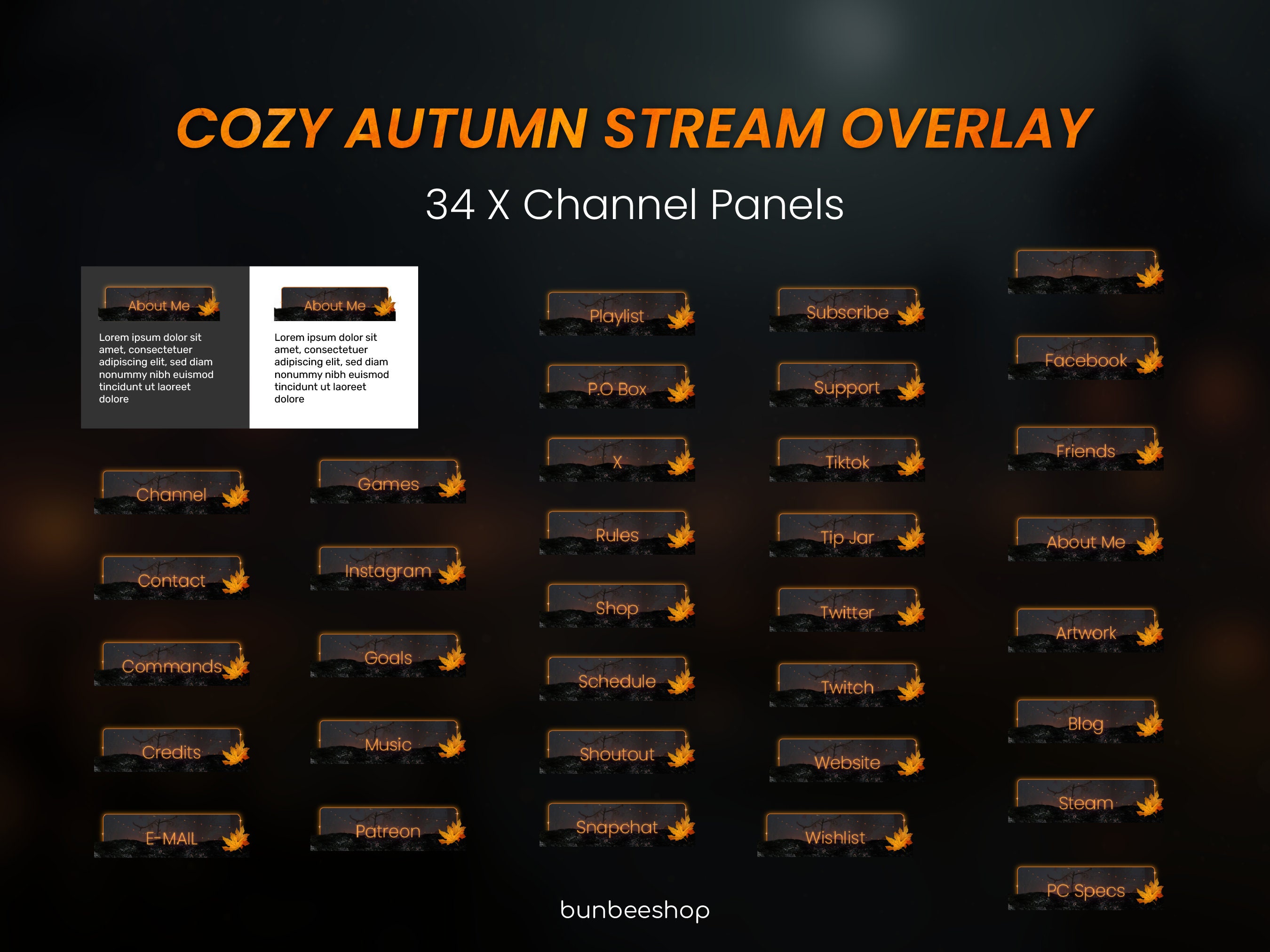 Autumn Twitch Overlay Stream Package - Cozy Halloween Fall - Animated ...