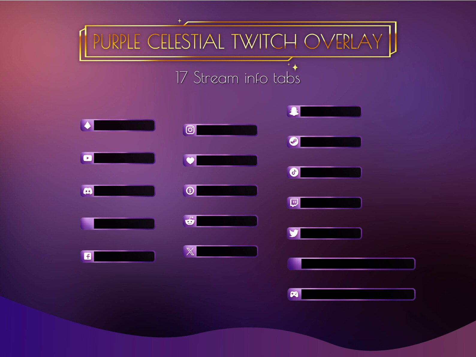 Purple Celestial Animated Twitch Overlay Stream Package Magical Stars ...