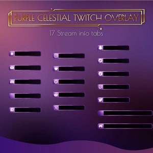 Purple Celestial Animated Twitch Overlay Stream Package - Magical Stars ...