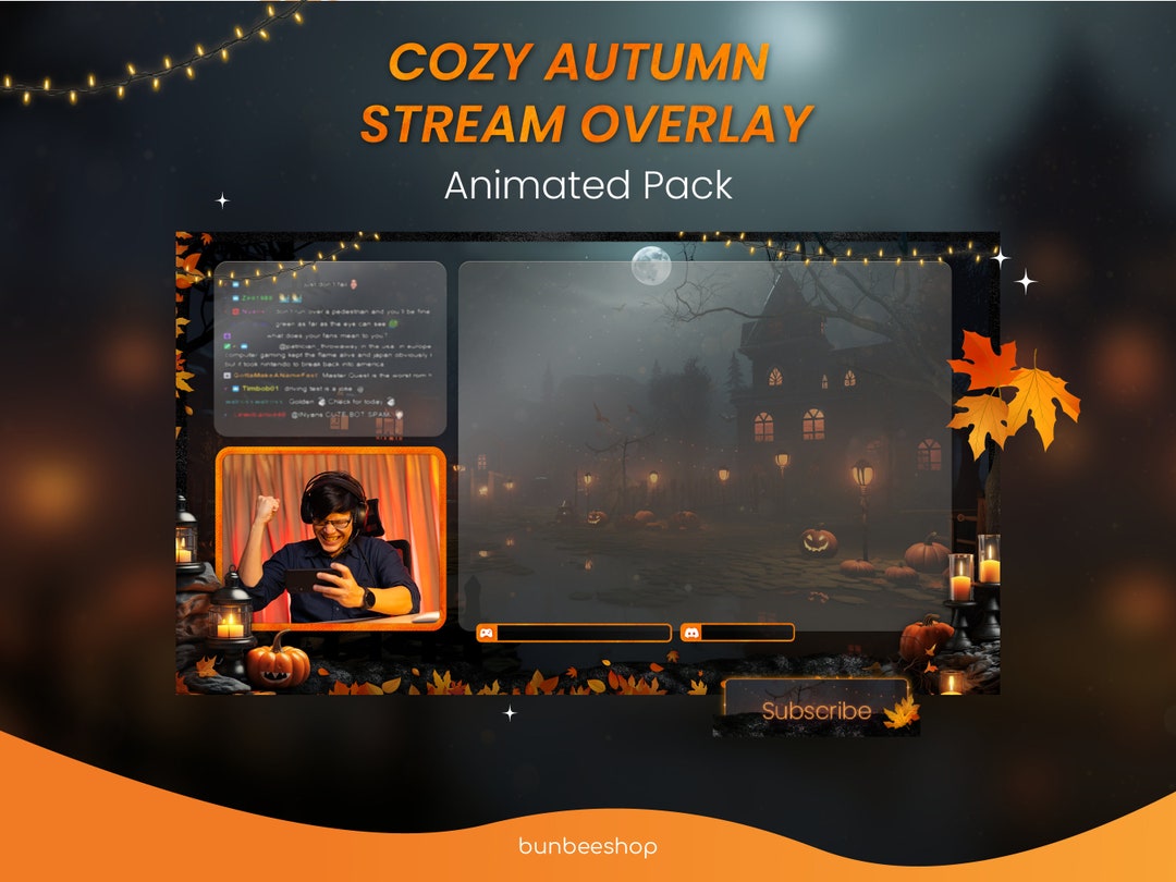 Autumn Twitch Overlay Stream Package - Cozy Halloween Fall - Animated ...