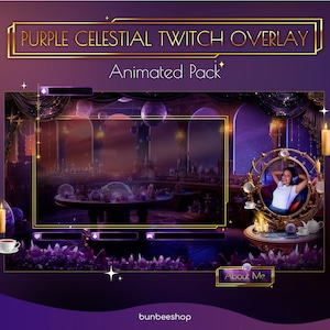 Purple Celestial Animated Twitch Overlay Stream Package - Magical Stars ...