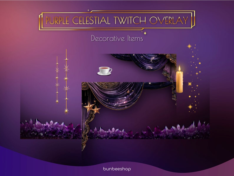 Purple Celestial Animated Twitch Overlay Stream Package Magical Stars ...
