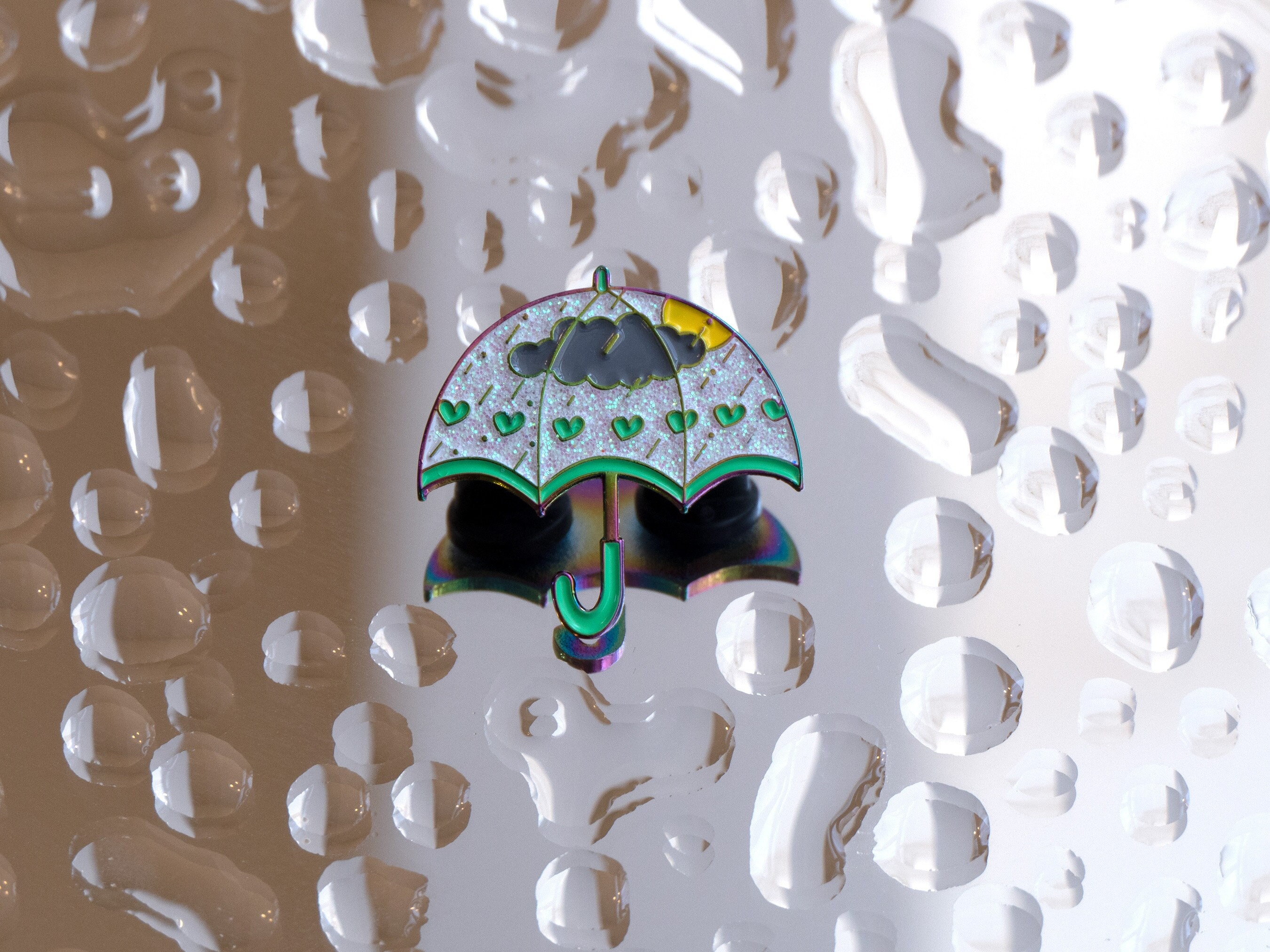Clear Glitter Umbrella Enamel Pin for Rain Lovers - Etsy