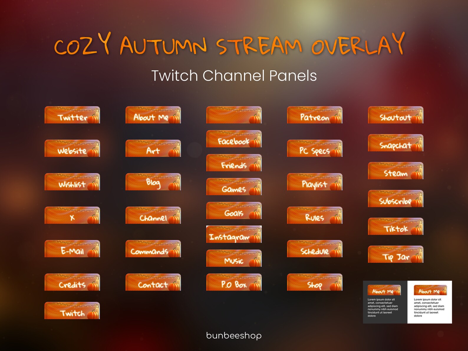 Autumn Pumpkin Twitch Overlay Stream Package Cozy Halloween Fall ...