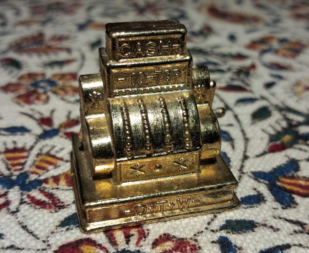 Vintage Miniature Cash Register | Gold Die-cast Metal Ornament | 1970s ...
