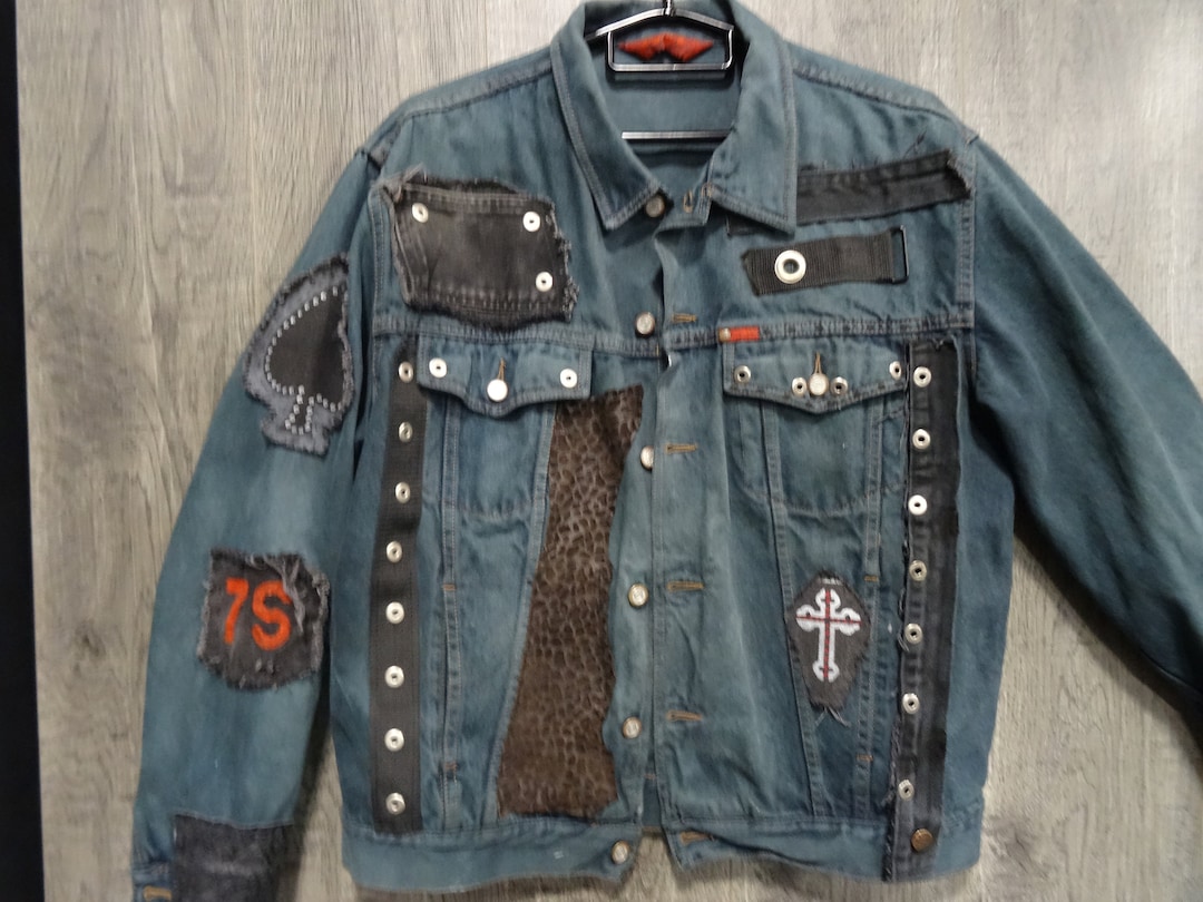 Mens Denim Jacket Painted Rock ,stage , - Etsy