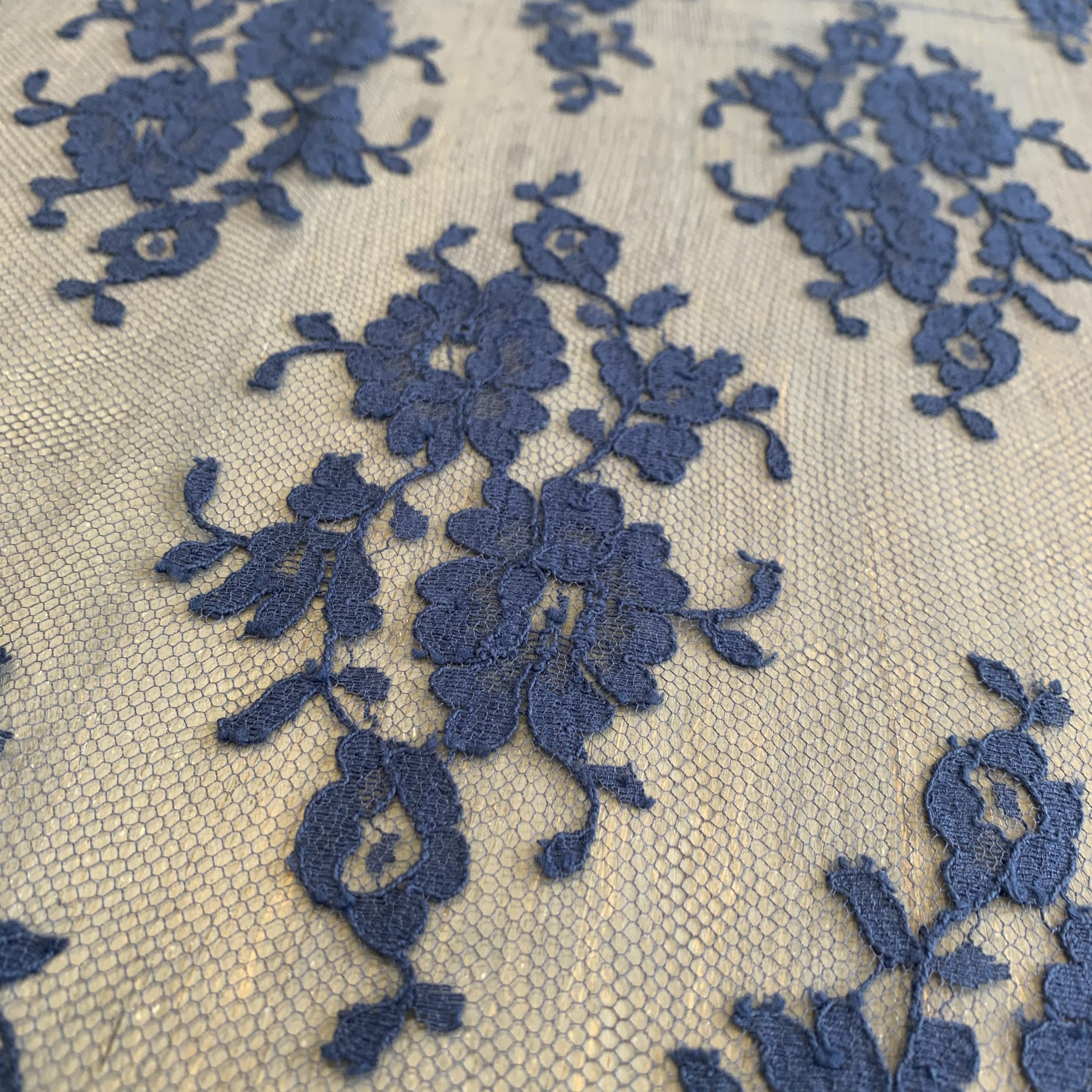French Leavers Lace Fabric LOUISE Haute Couture 90cm Black or Blue ...