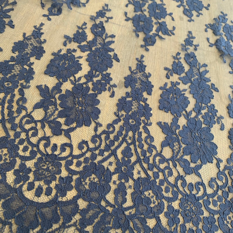 French Leavers Lace Fabric LOUISE Haute Couture 90cm Black or Blue ...