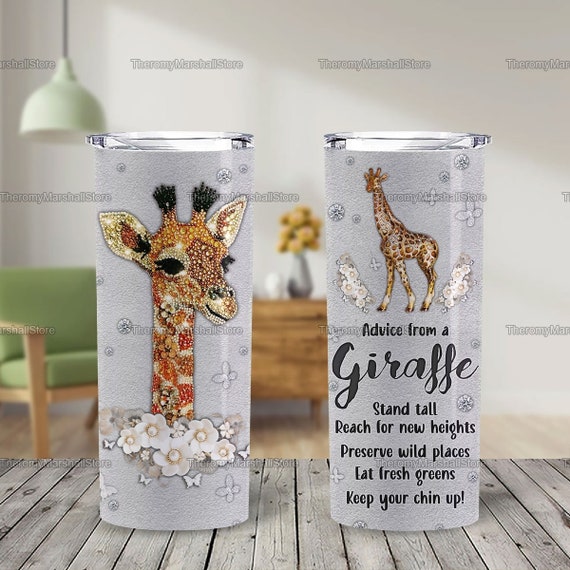 White 20oz Skinny Tumbler Funny Giraffe Sassy Giraffe Stop Taking ...