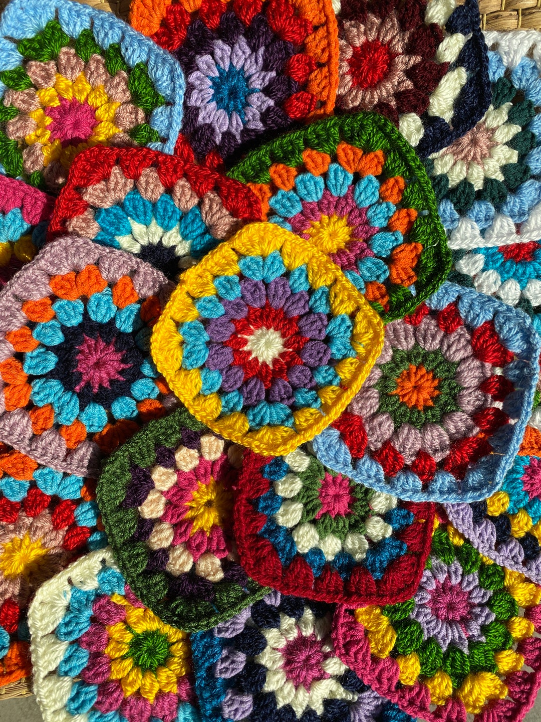 Granny Squares, Set of Crocheted Squares, Finished Granny Square Kit ...