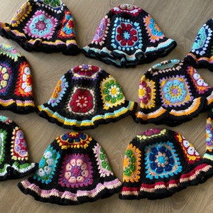 African Violet Bucket Hats, African Flower Crochet Square Bucket Hats ...