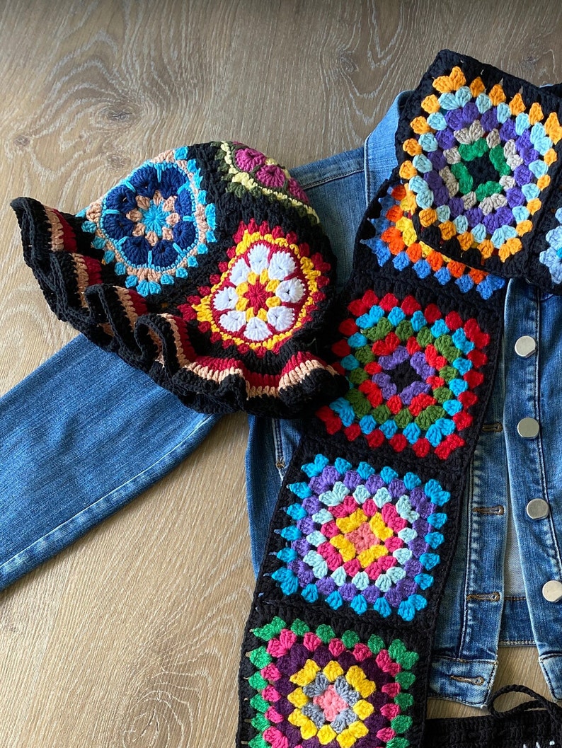 African Violet Bucket Hats, African Flower Crochet Square Bucket Hats ...