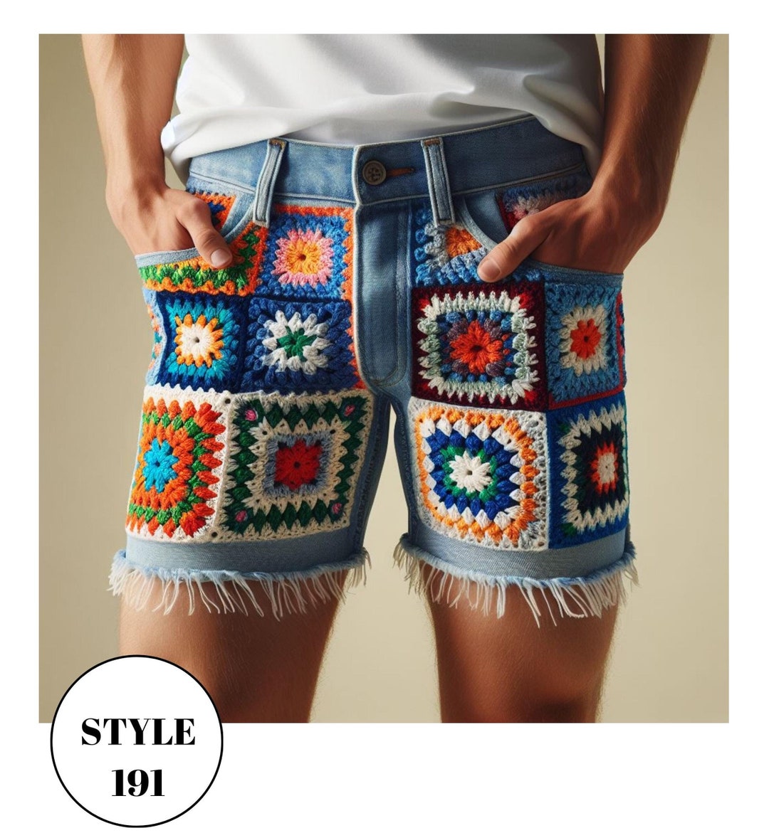 Granny Square Shorts Mens, Crochet Men Shorts, Men Festival Shorts ...