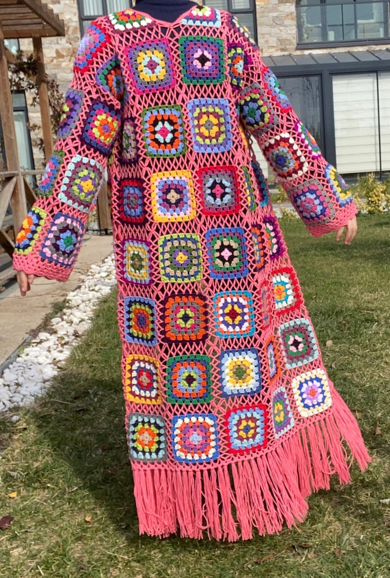 Crochet Cardigan Granny Square Boho Crochet Long Cardigan - Etsy
