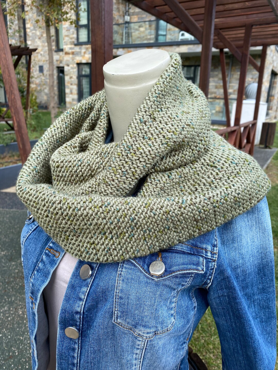 Infinity Scarf Women, Men Handmade Scarves, Unisex Knit Cowl Scarf ...