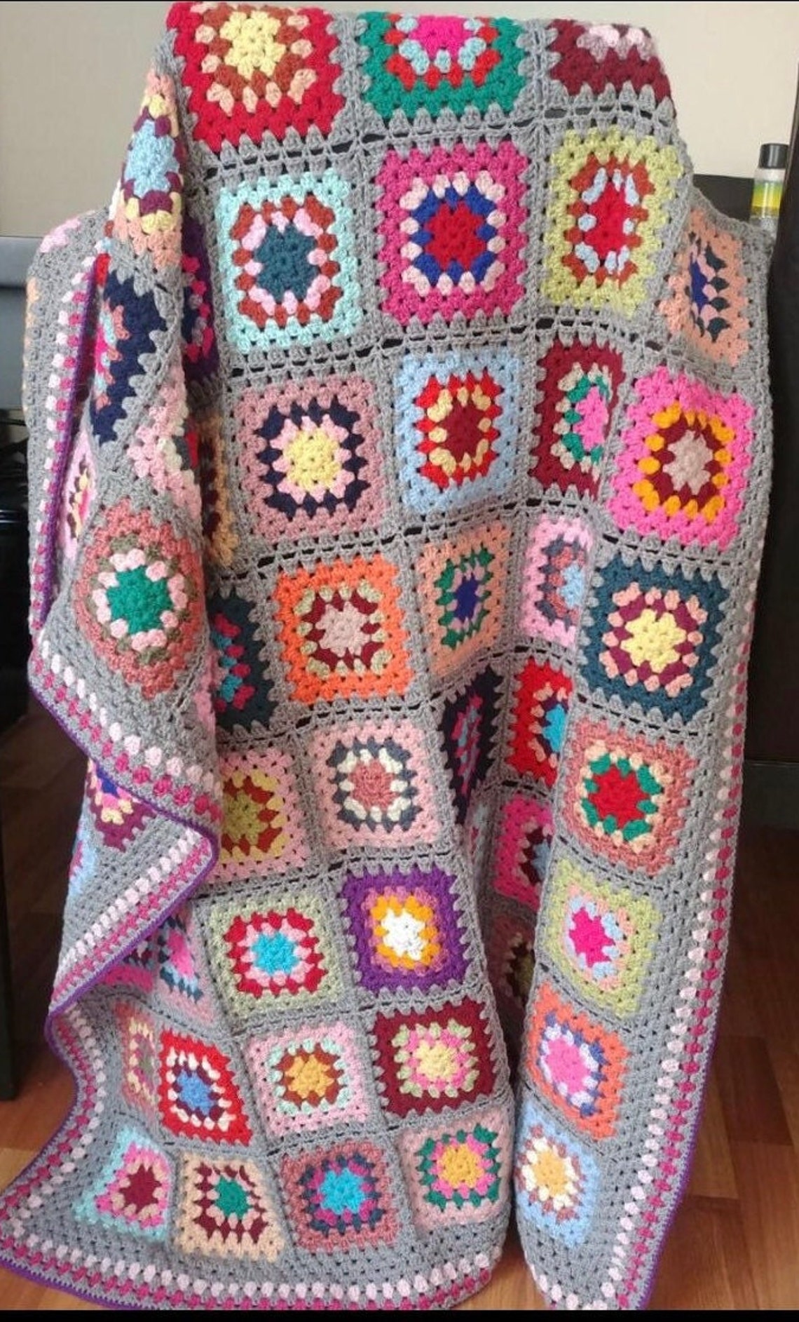 Crochet Blanket Afghan Blanket Granny Square Bedspread - Etsy