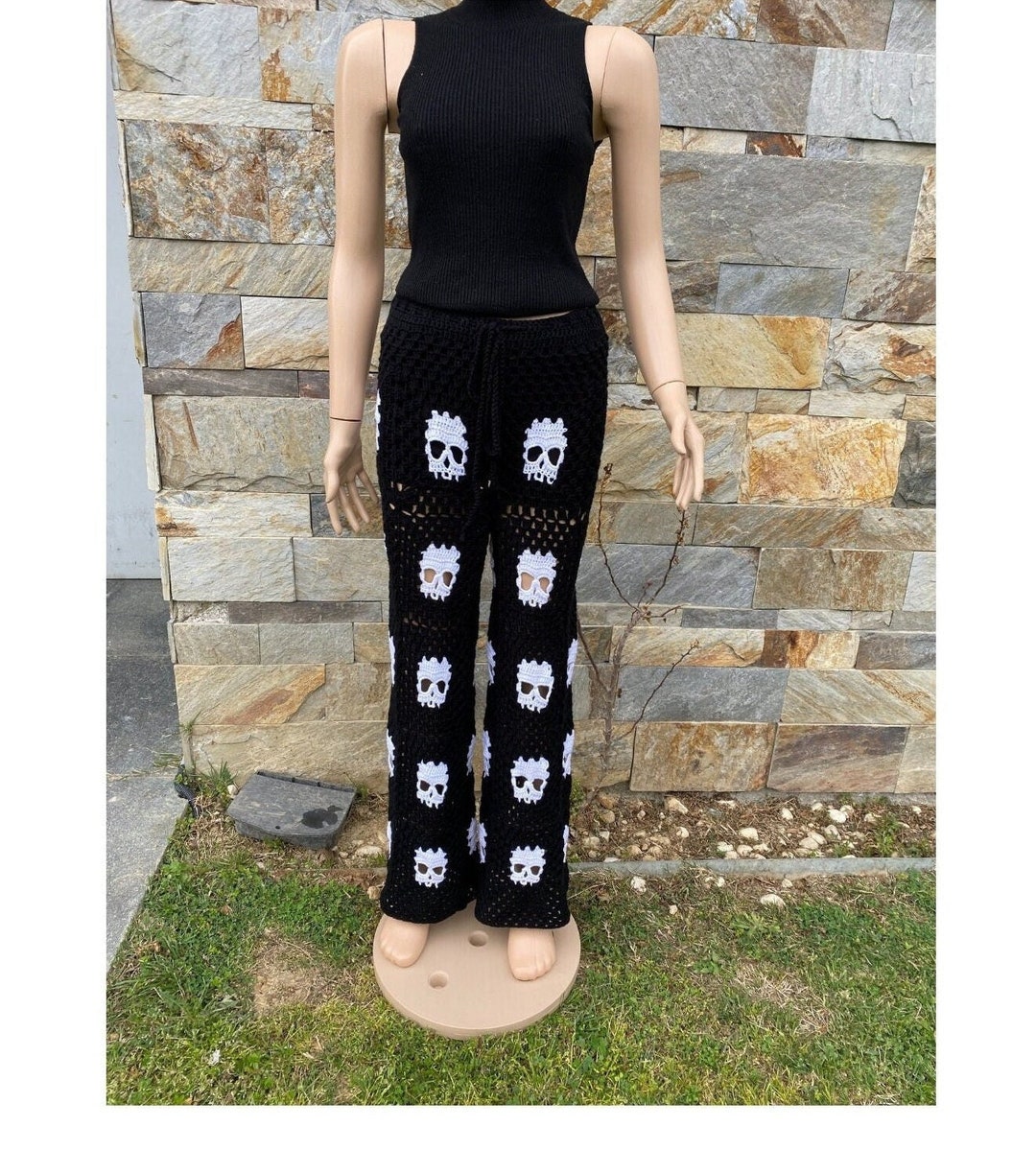 Crochet Skull Pants for Adults, Handmade Crochet Skull Pant for Women ...