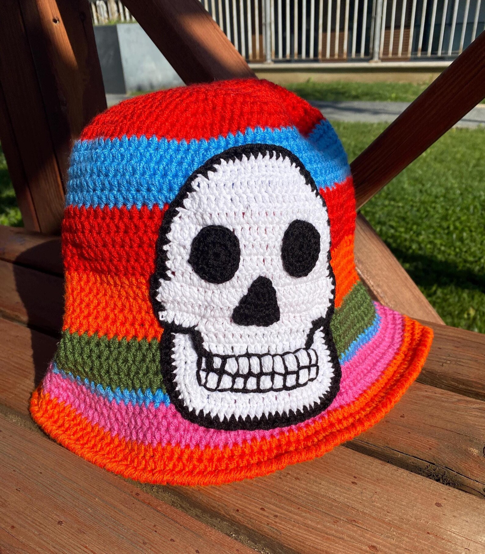 Rainbow Skull Bucket Hats for Men, Colorful Rave Festival Outfit, Skull ...