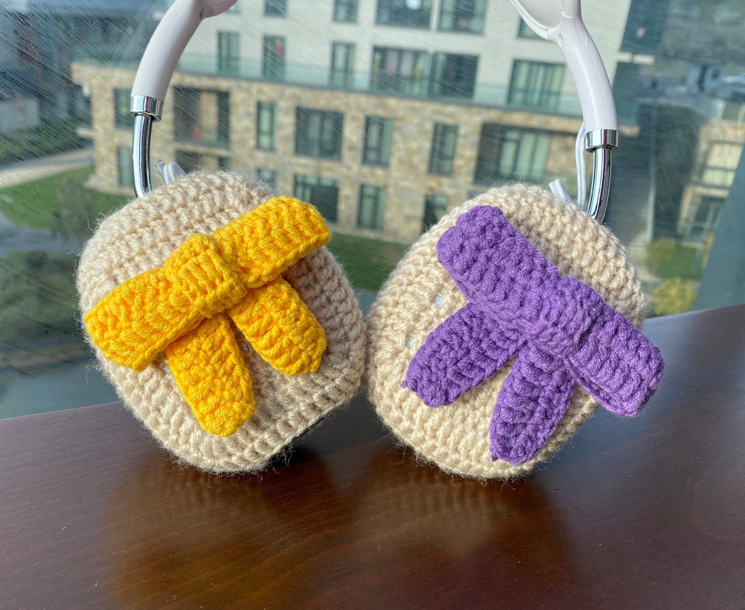 Bow Tie Airpods Max Case, Ribbon Airpods Max Crochet Headphone Covers ...
