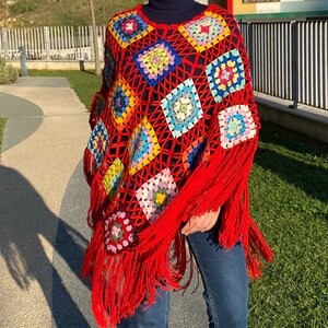 Granny Square Poncho for Summer Festivals, Women Rave Festival Outfit ...